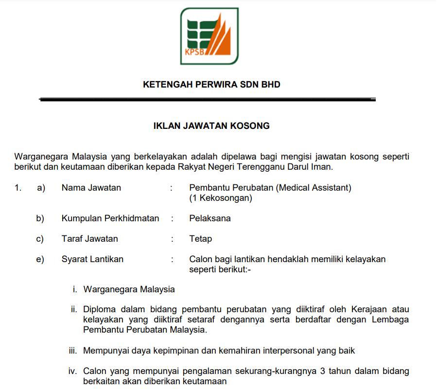 Iklan Jawatan Ketengah Perwira Sdn Bhd • Portal Kerja Kosong Graduan Iklan Jawatan Ketengah Perwira Sdn Bhd • Portal Kerja Kosong Graduan