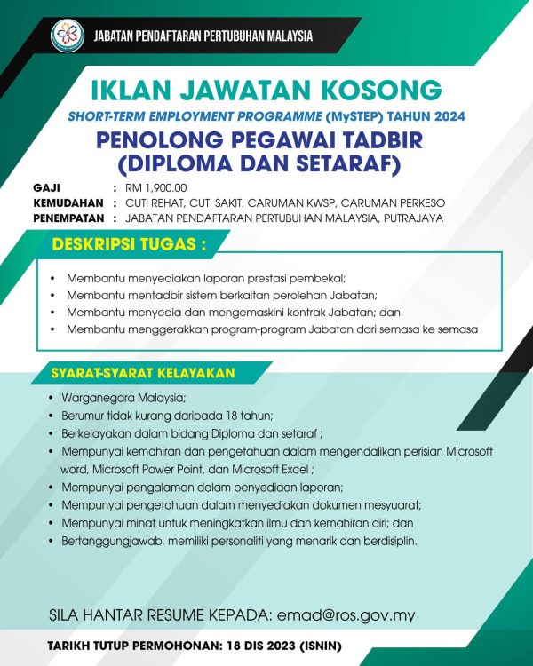 Iklan Jawatan Kosong Jabatan Pendaftaran Pertubuhan Malaysia (JPPM) • Portal Kerja Kosong Graduan