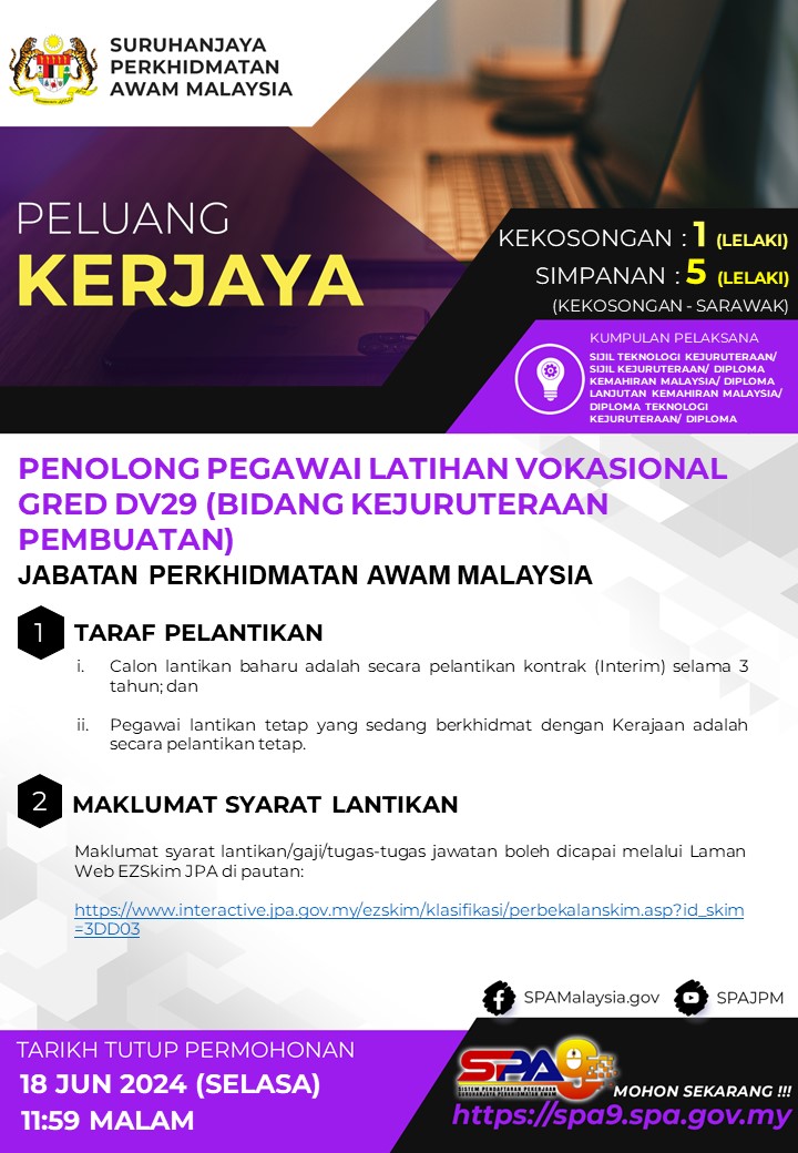 Iklan Jawatan Kosong Jabatan Perkhidmatan Awam Malaysia • Portal Kerja Kosong Graduan