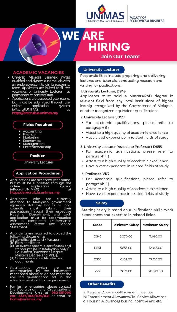 Iklan Jawatan Kosong Universiti Malaysia Sarawak (UNIMAS) • Portal Kerja Kosong Graduan