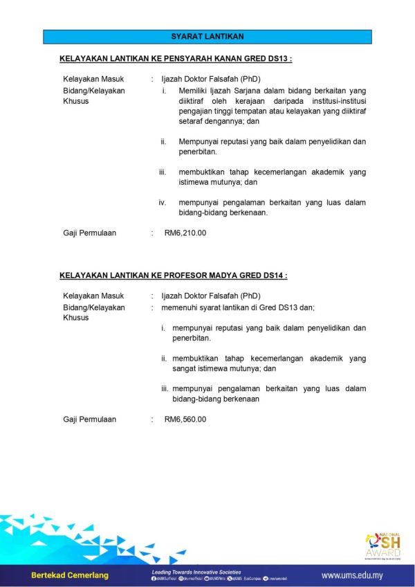 Iklan Jawatan Kosong Universiti Malaysia Sabah (UMS) • Portal Kerja Kosong Graduan