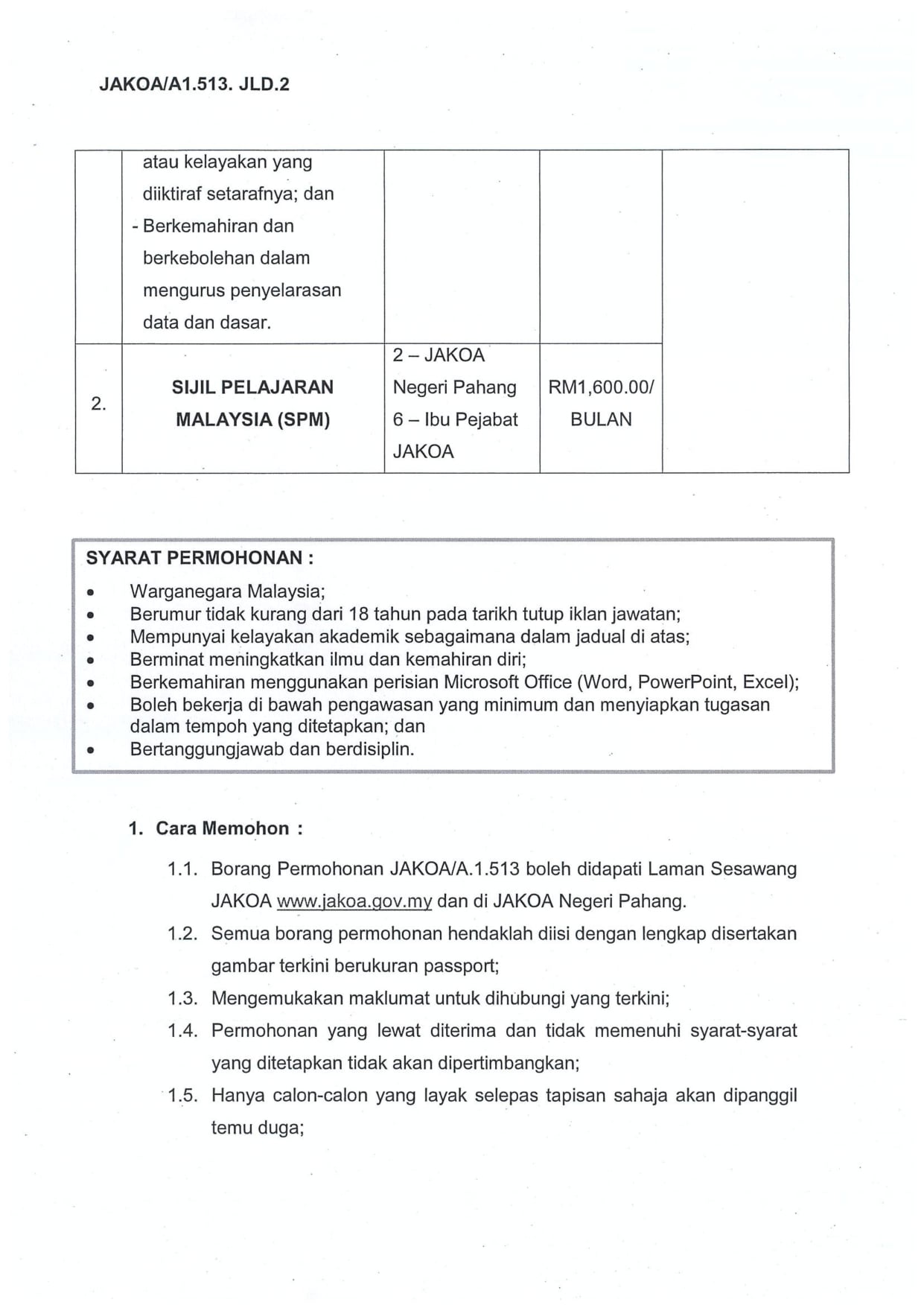 Iklan Jawatn Jabatan Kemajuan Orang Asli (JAKOA) • Portal Kerja Kosong ...