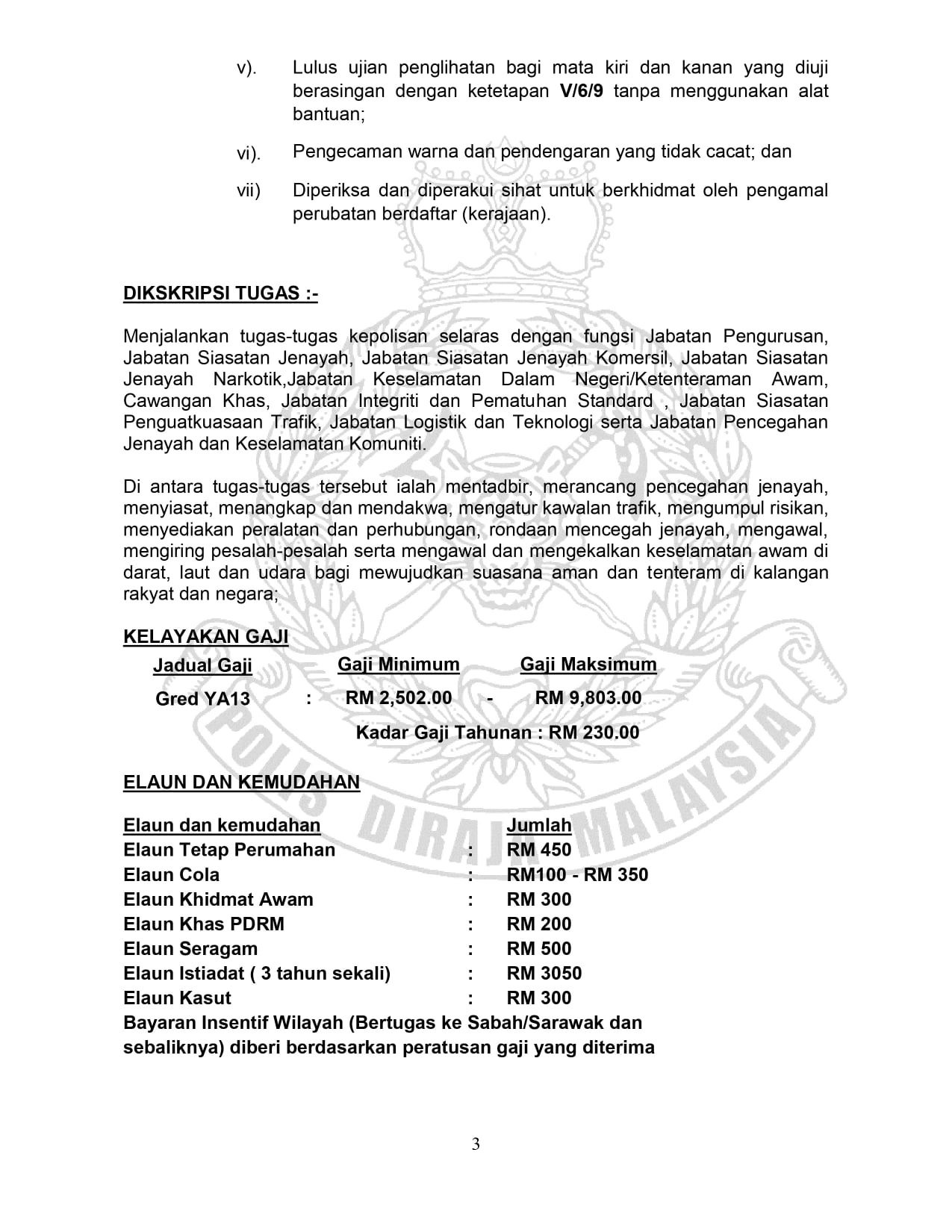 Iklan Jawatan Polis Diraja Malaysia (PDRM) • Portal Kerja Kosong Graduan