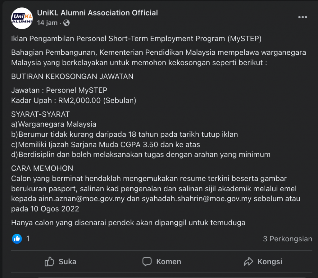 Iklan Jawatan Universiti Kuala Lumpur (UniKL) • Portal Kerja Kosong Graduan