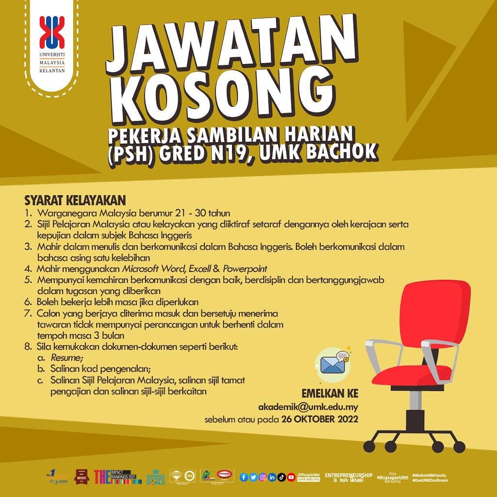 Iklan Jawatan Universiti Malaysia Kelantan (UMK) • Portal Kerja Kosong ...