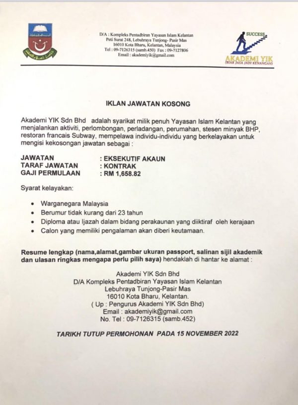 IKlan Jawatan Yayasan Islam Kelantan • Portal Kerja Kosong Graduan