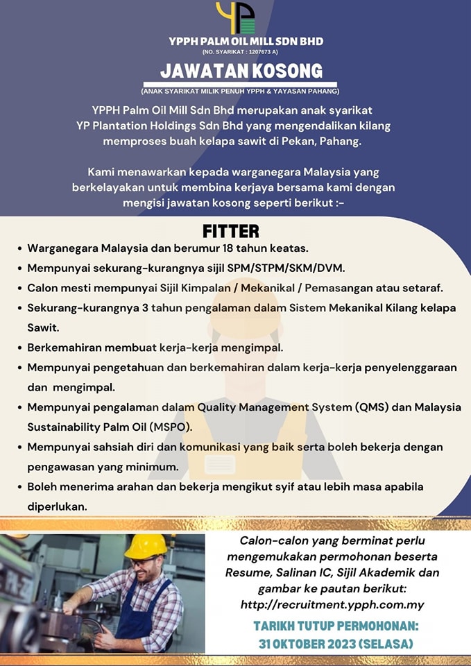 Iklan Jawatan Kosong YP Plantation Holdings Sdn. Bhd. • Portal Kerja Kosong Graduan
