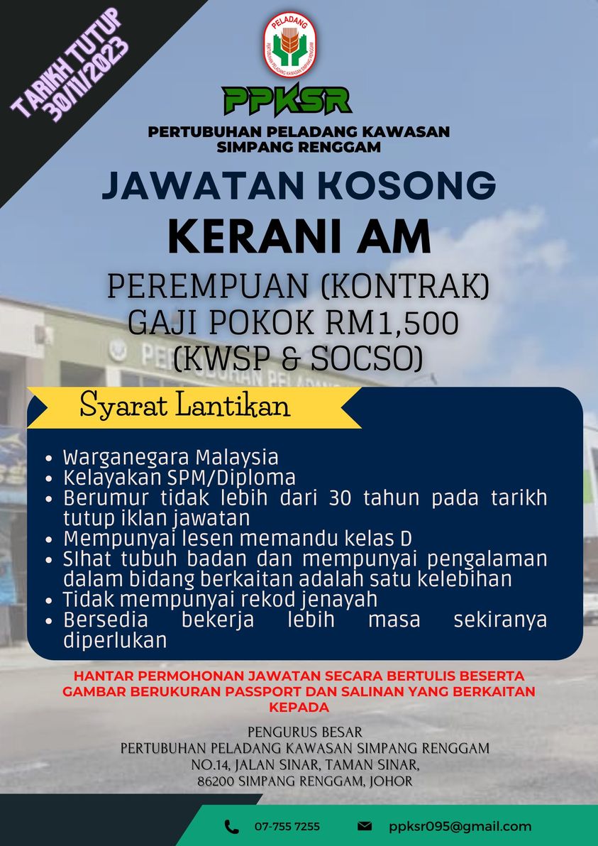 Iklan Jawatan Kosong Pertubuhan Peladang Kawasan (PPK) Simpang Renggam • Portal Kerja Kosong Graduan