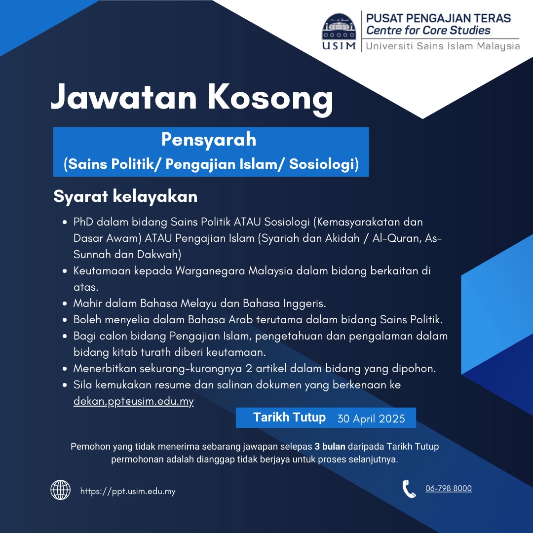 Iklan Jawatan Kosong Universiti Sains Islam Malaysia (USIM) • Portal ...