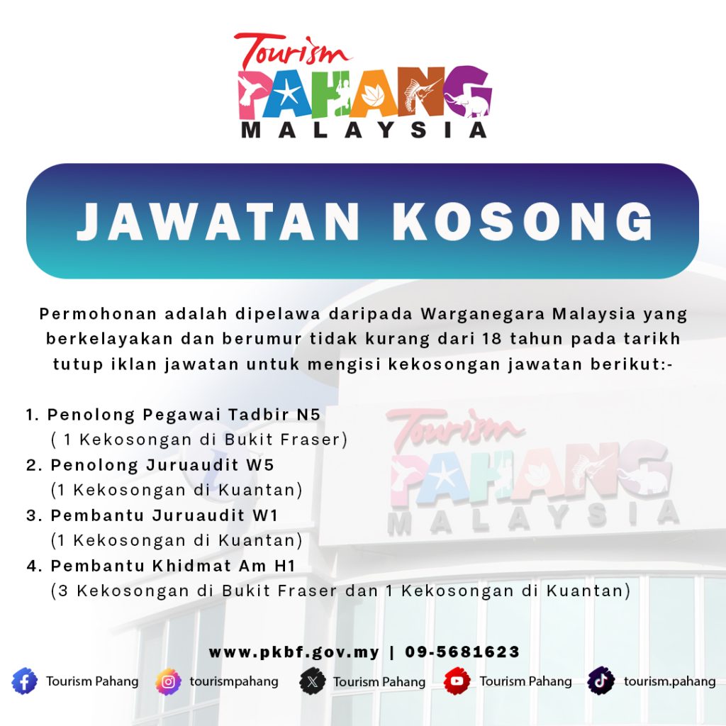 Iklan Jawatan Kosong Tourism Pahang Malaysia • Portal Kerja Kosong Graduan