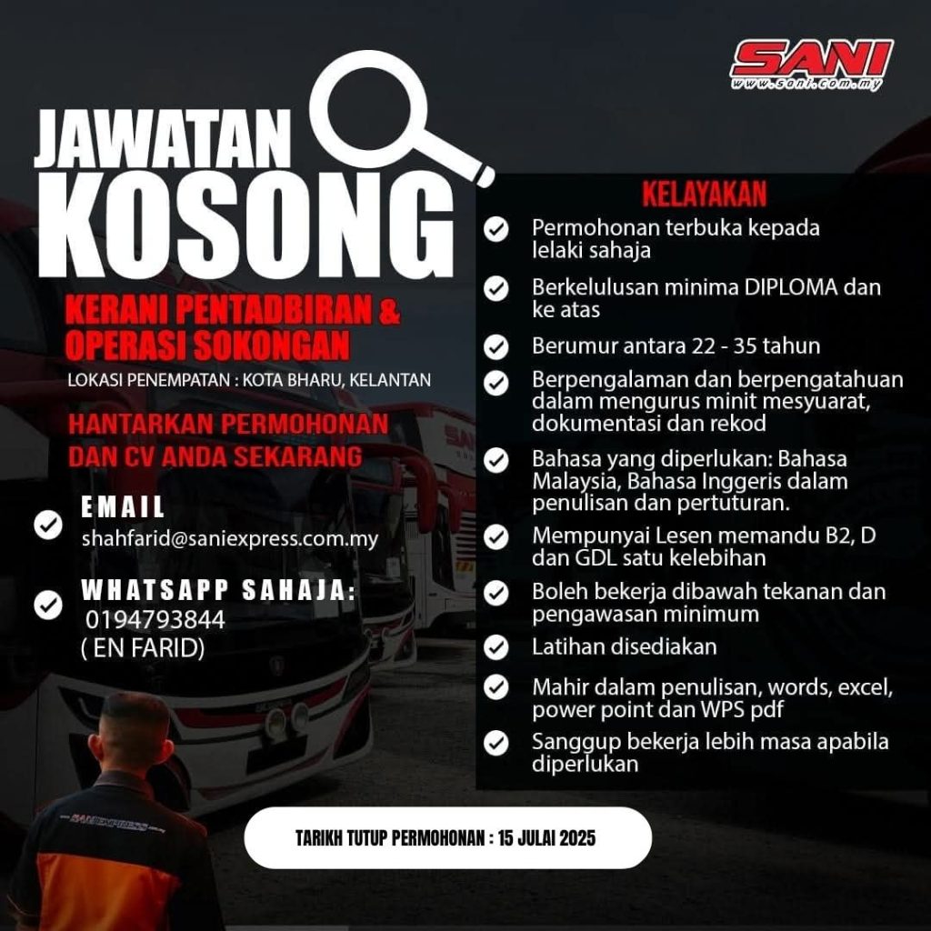Iklan Jawatan Kosong Sani Express • Portal Kerja Kosong Graduan