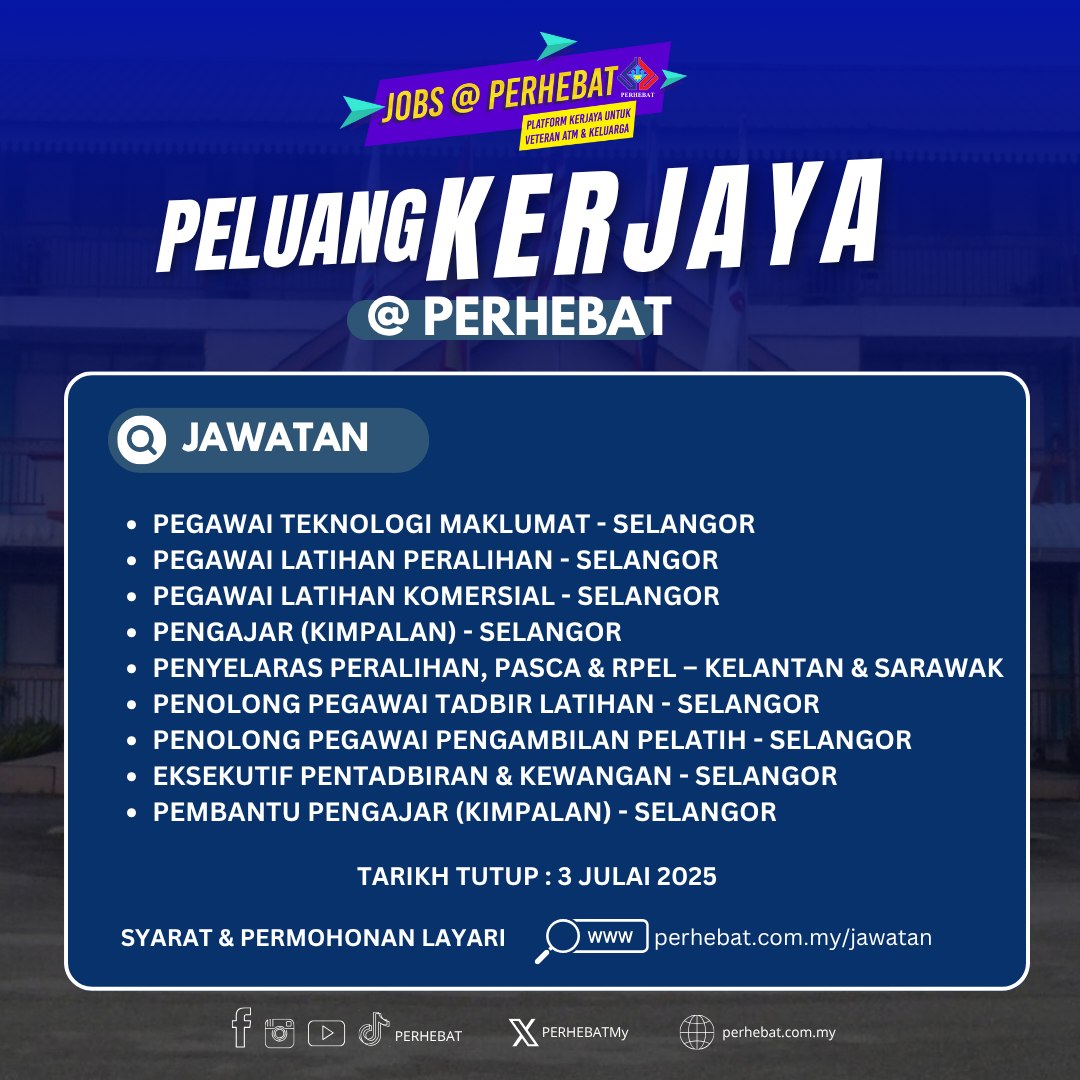 Iklan Jawatan Kosong Perbadanan Hal Ehwal Bekas Angkatan Tentera ...